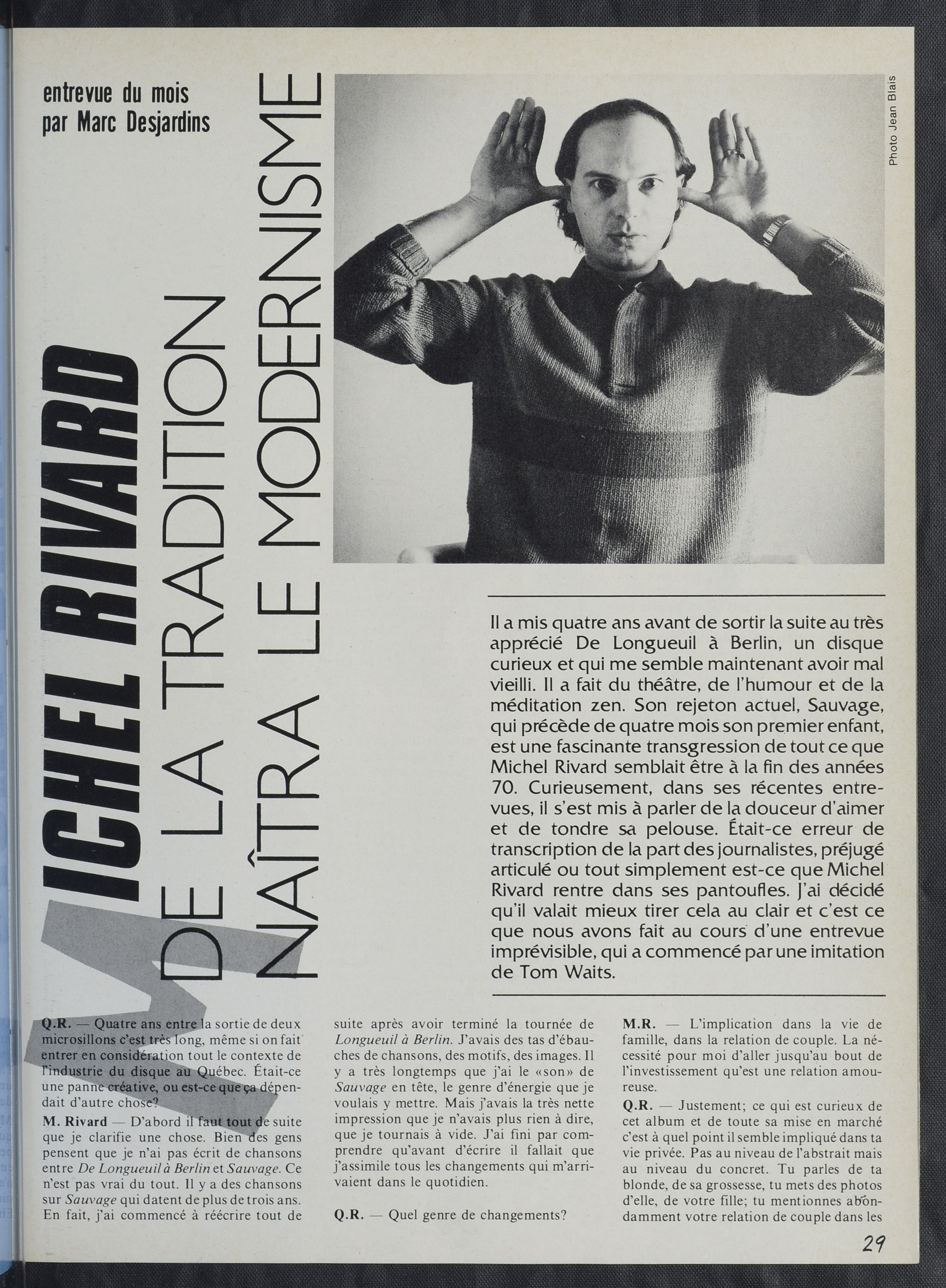 « Je voudrais voir la mer », Michel Rivard | BAnQ